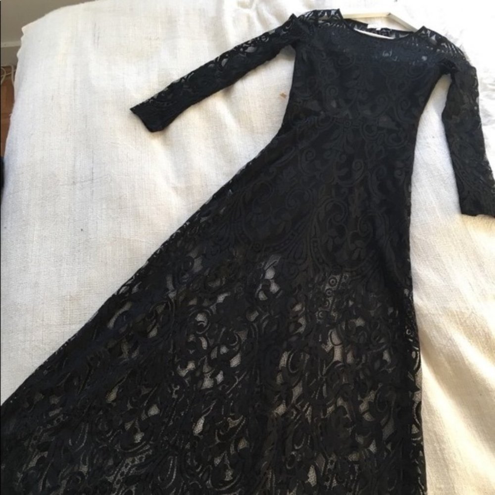 Alexis Marisol Sheer Lace Long Sleeve Gown - Gem